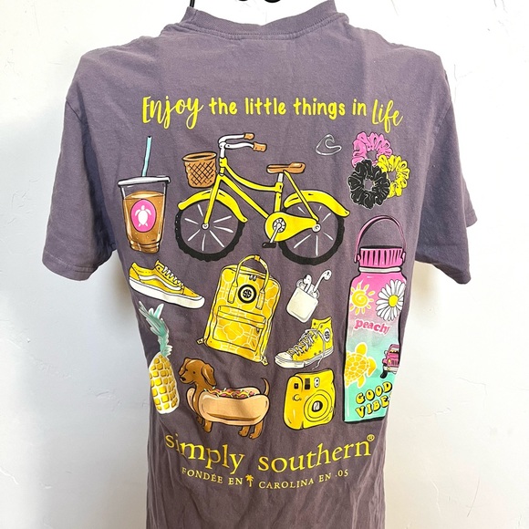 Simply Southern | Tops | Simply Southern Summer Yellow Purple Tshirt ...